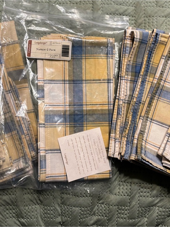 Longaberger | Kitchen | Longaberger Cornflower Plaid Napkins In Yellow ...